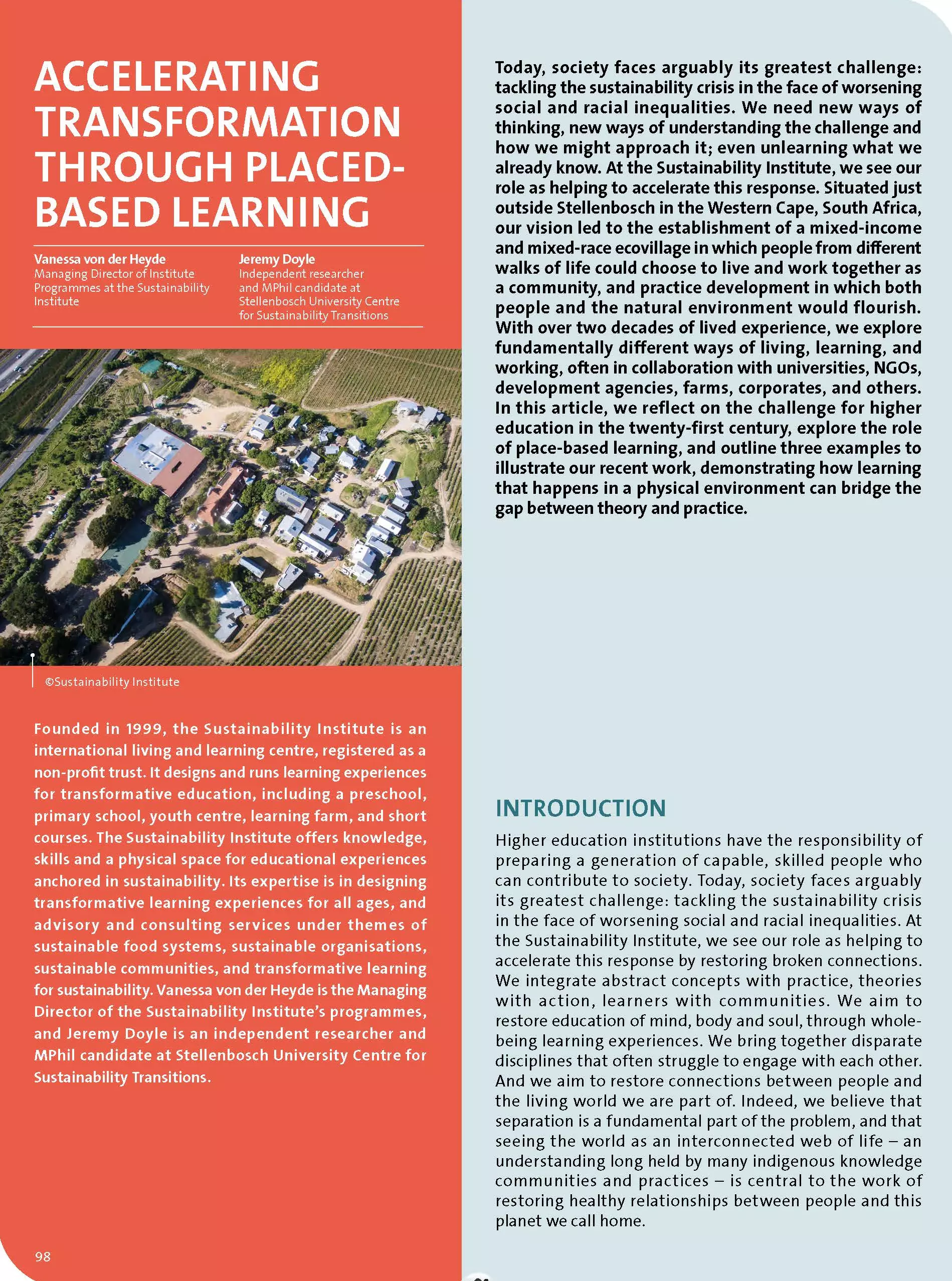 Accelerating transformation through placed-based learning | Veolia Institute